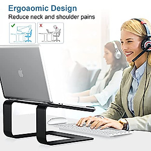 pericat Laptop Stand for Desk, Ergonomic Aluminum Computer Stand for Laptop, Detachable Laptop Riser Compatible for Mac Air Pro, Dell XPS, HP, Lenovo More 10-15.6" Laptops, Black