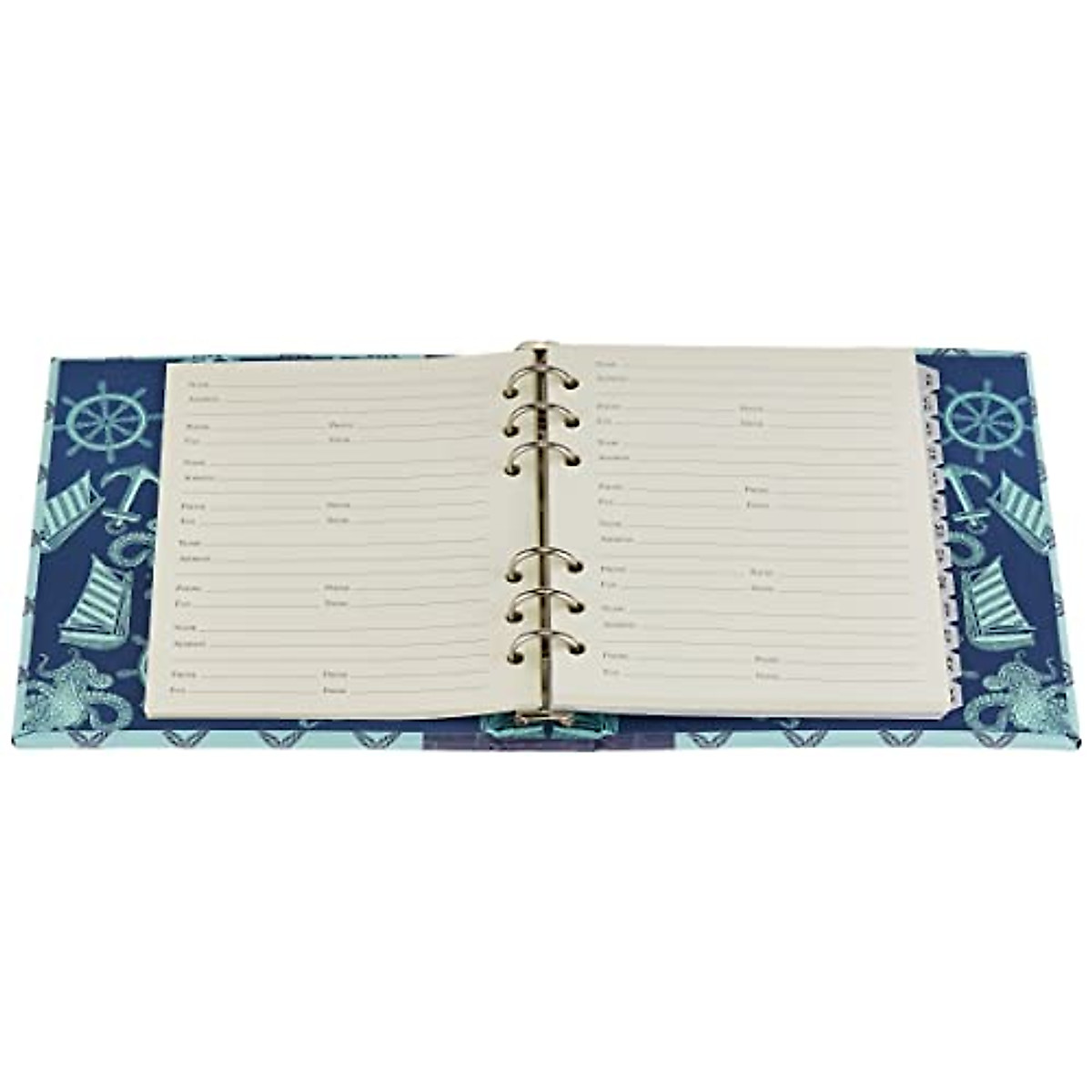 C.R. Gibson 6-Ring Binder Refillable Address Book, Ocean Theme, 6.5'' x 7.25''