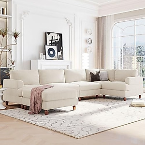 Eafurn Oversized Modular Sectional Sofa with Ottomans,6 Seater Corduroy Upholstery L Shaped Reversible Corner Couch,98" Symmetrical Convertible Sleeper Sofa & Couch Free Combination
