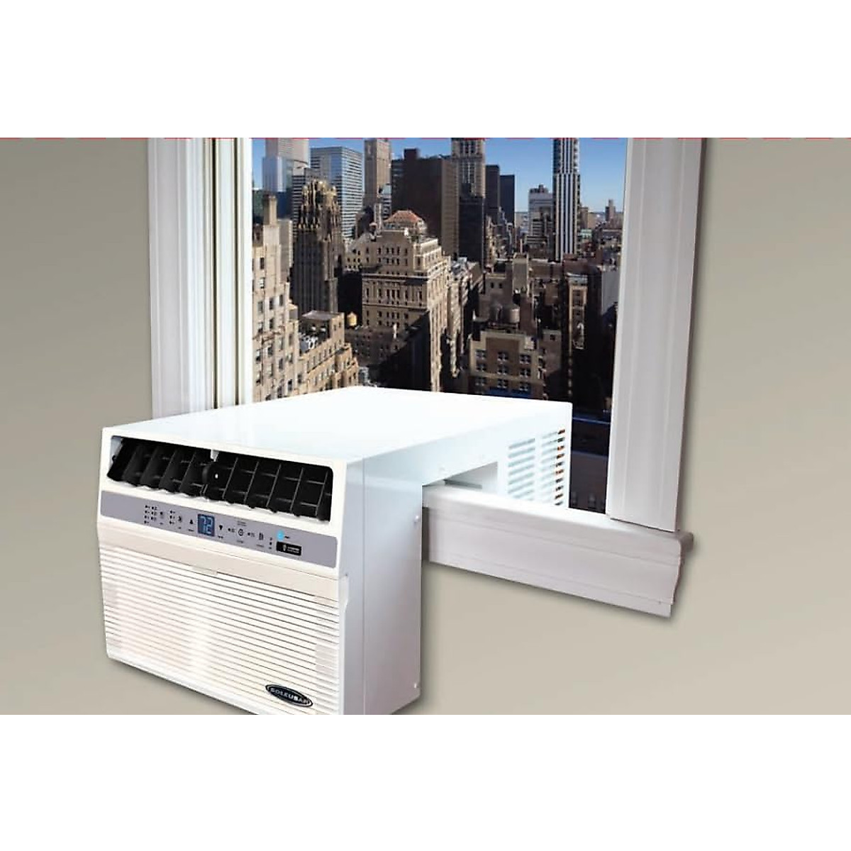 Soleus Air 10,000 BTU Window Air Conditioner with 10,000 BTU Heater, 12.5" Extra Thick Wall Compatible, Wi-Fi Enabled, Saddle Mount, and Quiet Operation in White