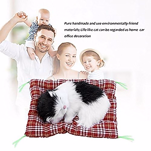 A-Parts Lovely Simulation Animal Doll Plush Cat Toy with Sound Kids Toy Decorations Stuffed Toys Black & White