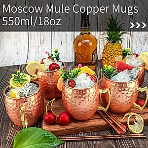Moscow Mule Copper Mugs- Set of 8 Copper Plated Stainless Steel Mug 18oz, for Chilled Drinks (8 pcs)