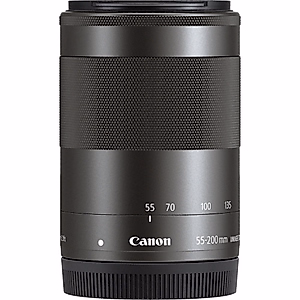Canon EF-M 55-200mm f/4.5-6.3 is STM Lens (Black) (9517B002) + Filter Kit + Backpack + 64GB Card + Card Reader + Flex Tripod + Memory Wallet + Cap Keeper + Cleaning Kit + Hand Strap + More (Renewed)
