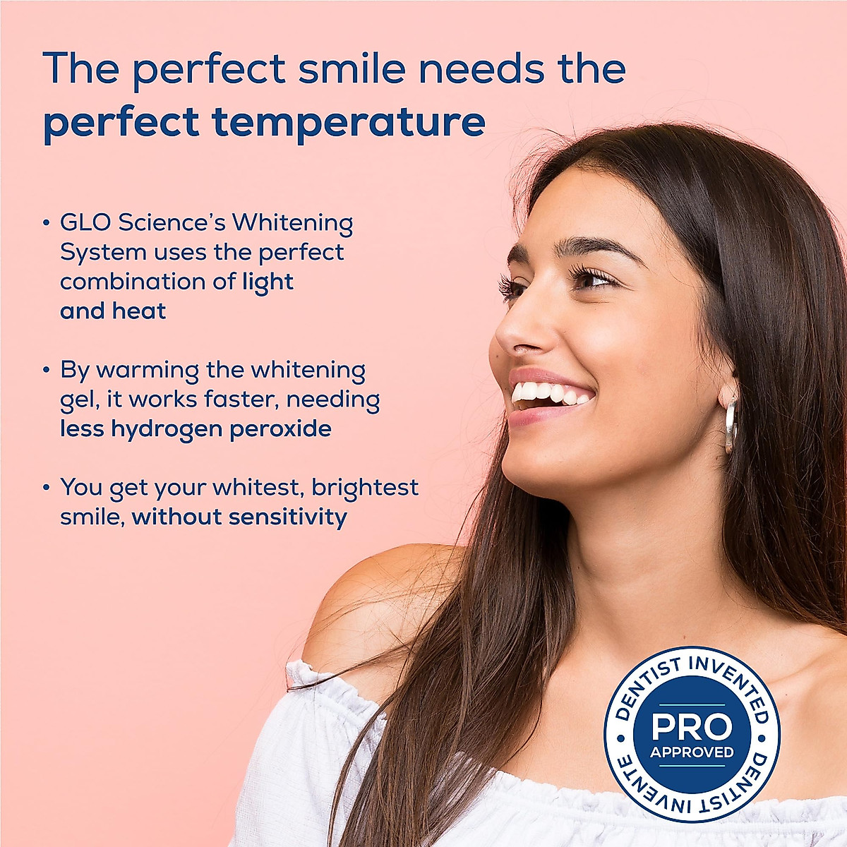 GLO Science — GLO Classic Brilliant Teeth Whitening Device Kit w/Patented Warming Mouthpiece and Blue LED Light Technology — Designed for Sensitive Teeth, White Device