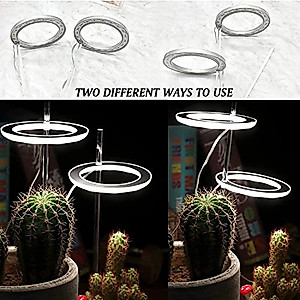 Atrusu Grow Lights for Indoor Plants, Full Spectrum Plant Grow Lights with 3 Head, Plant Halo Lights for Succulent Plants Growth, Seeding, Nepenthes, Idea for Small Plant Home Office