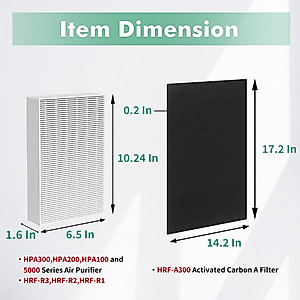 6 Pack HPA300 HEPA Filter Replacement R with 8 Pack Activated Carbon Filter A Compatible with Honeywell Air Purifier HPA 100/200/300 and 5000 Series, for Honeywell Air Purifier Filter Replacement