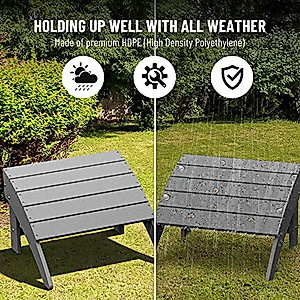 OTSUN Adirondack Ottoman for Adirondack Chair, Footrest for Lounge Chair, Premium HDPE All Weather Resistant for Outdoor, Porch, Yard, Garden, 23.6" L x 21.7" W x 15.3" H, Grey