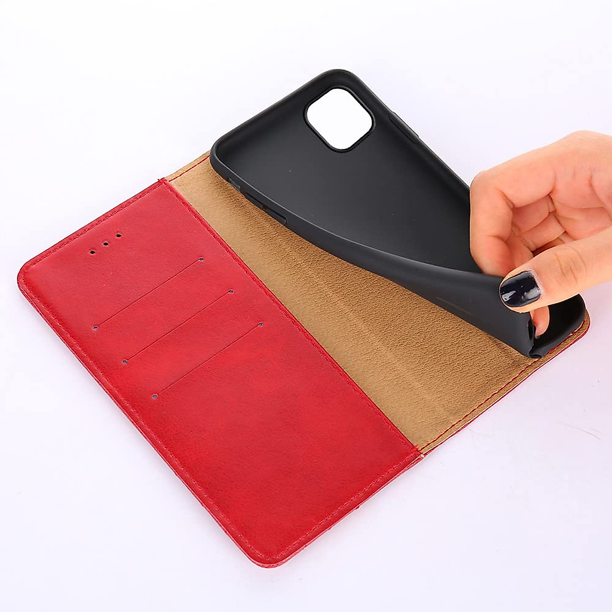 Fansipro Wallet Folio Case for Oppo Reno 2 Z, Premium PU Leather Slim Fit Cover for Reno 2 Z, 3 Card Slots, Align Cutouts, Red