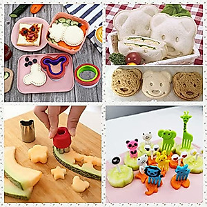 LETTO & TAILOR 41 Pieces Wooden Kids Kitchen Knife Set and Sandwich Cutter for Kids Gloves Cutting Board Fruit Vegetable Crinkle Cutters Sandwich Cutter, Mickey Shapes Mold