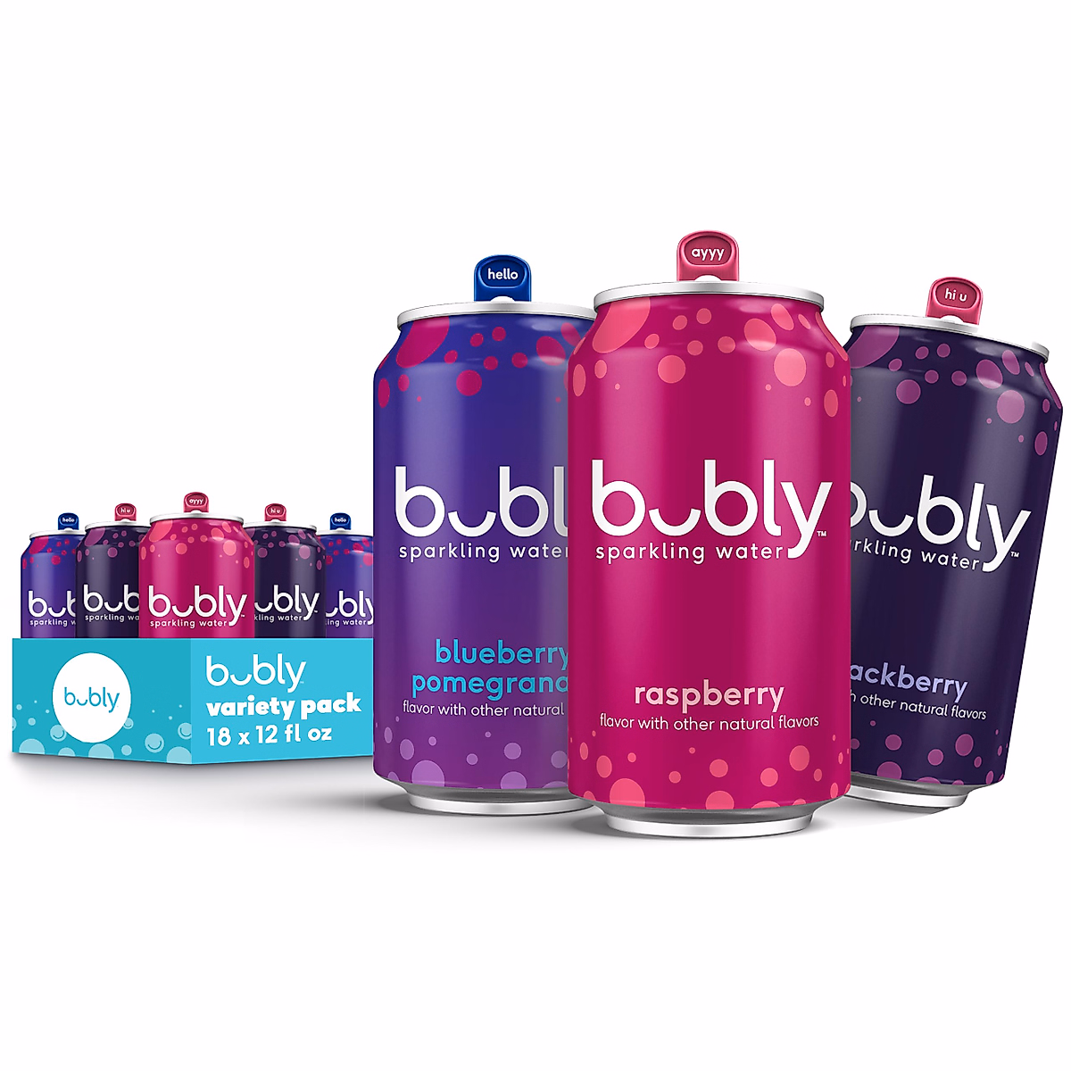 bubly Sparkling Water, Triple Berry Variety Pack, Zero Sugar & Zero Calories, Seltzer Water, 12 Fl Oz Cans (Pack of 18)