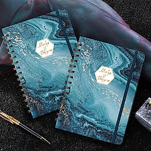 Spiral Journal/Notebook - Lined Journal with Hardcover and Premium Thick Paper, 8.5" x 6.5", College Ruled Spiral Notebook/Journal, Strong Twin-Wire Binding, Back Pocket, Blue Pattern