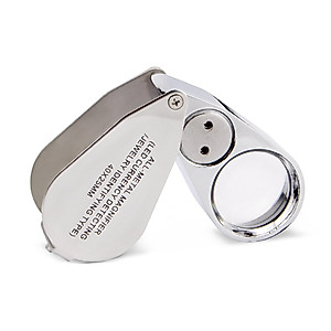 iKKEGOL 40X 25mm All Metal Magnifier Jeweler LED UV Lens Jewelery Loupe Magnifier (LED Currency Detecting/Jewelry Identifying Type)