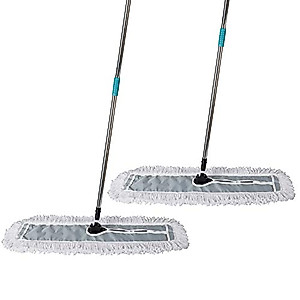 Midoneat 36 Inch Industrial Commercial Cotton Dust Mop || 63 Inch Pole || Two-Layers Thick and Soft Cotton Yarn Clean Dirty Water Dust and Hair More Easily|| 2 Sets Economical (36 inch)