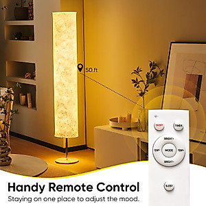 LONRISWAY Soft Light Floor Lamp, 52" Simple Design Morden Slim Warm Light 3000K LED Tyvek Fabric Shade with 2 LED Bulbs Standing Lamp for Living Room Bedroom Game Room