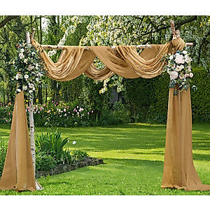 WARM HOME DESIGNS 2 Caramel Color Backdrop Curtain Bundle. 55 x 288 Inch Gold Fabric Curtain Backdrop for Golden Wedding Decor. (ADS Gold 288)