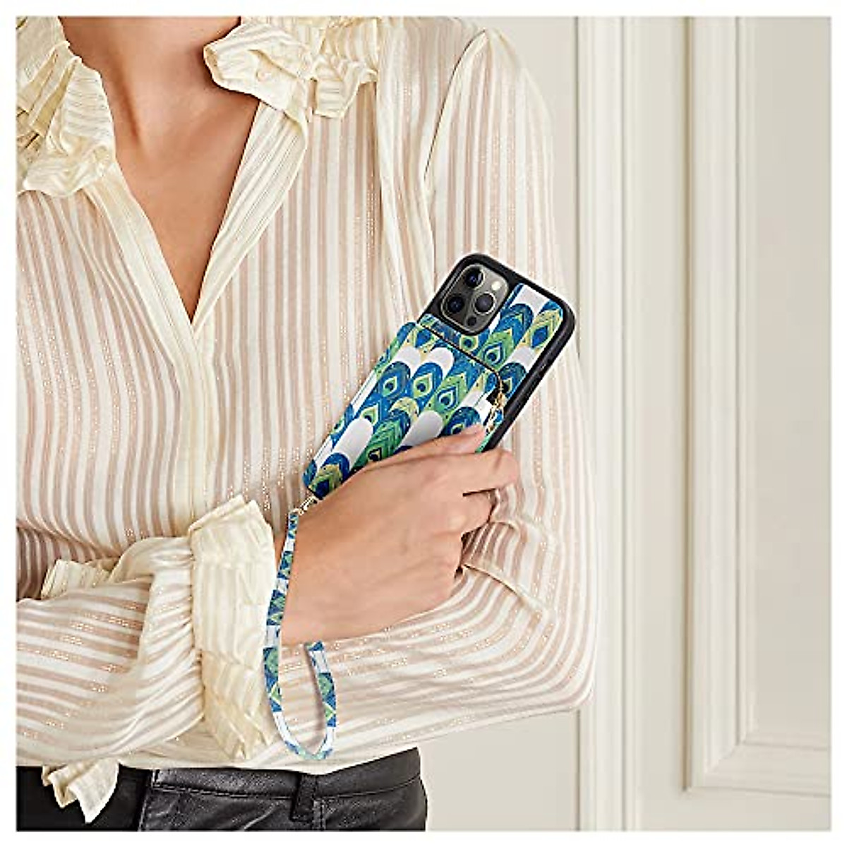 iPhone 12 Pro Max Crossbody Wallet Case, ZVEdeng iPhone 12 Pro Max Card Holder Case Crossbody Chain Strap for Women Zipper Purse Protective Leather Case for iPhone 12 Pro Max 6.7'' Peacock Print Skin