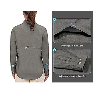 Little Donkey Andy Women's UV Protection Shirt, Breathable Long Sleeve Hiking Shirt, Air-Holes Tech Carbon Heather XS