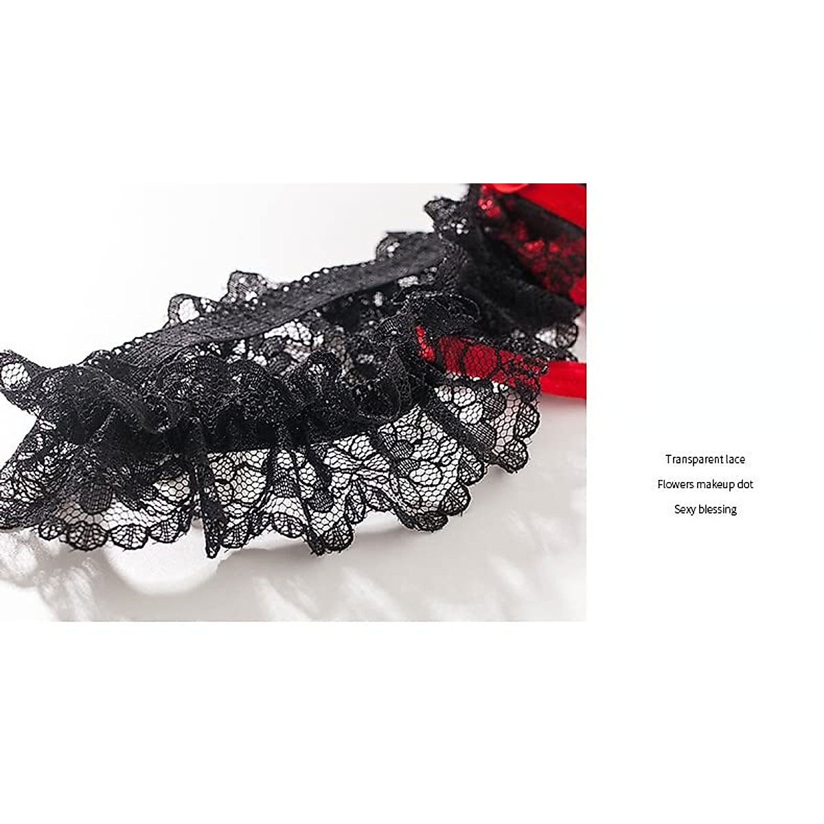 Sekexi Women’s Sexy Panties,Lace G-String Panties for Women Thongs G Strings with Pearls Ball Lace (as1, alpha, m, regular, regular, Red)