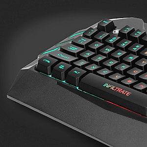 ENHANCE Infiltrate KL1 LED Gaming Keyboard - Multi Color Backlit Keyboard with 2 Lighting Modes, Spill Resistant Design, USB Braided Cable - 19 Key Rollover, Anti-Ghosting, & Multimedia Keys