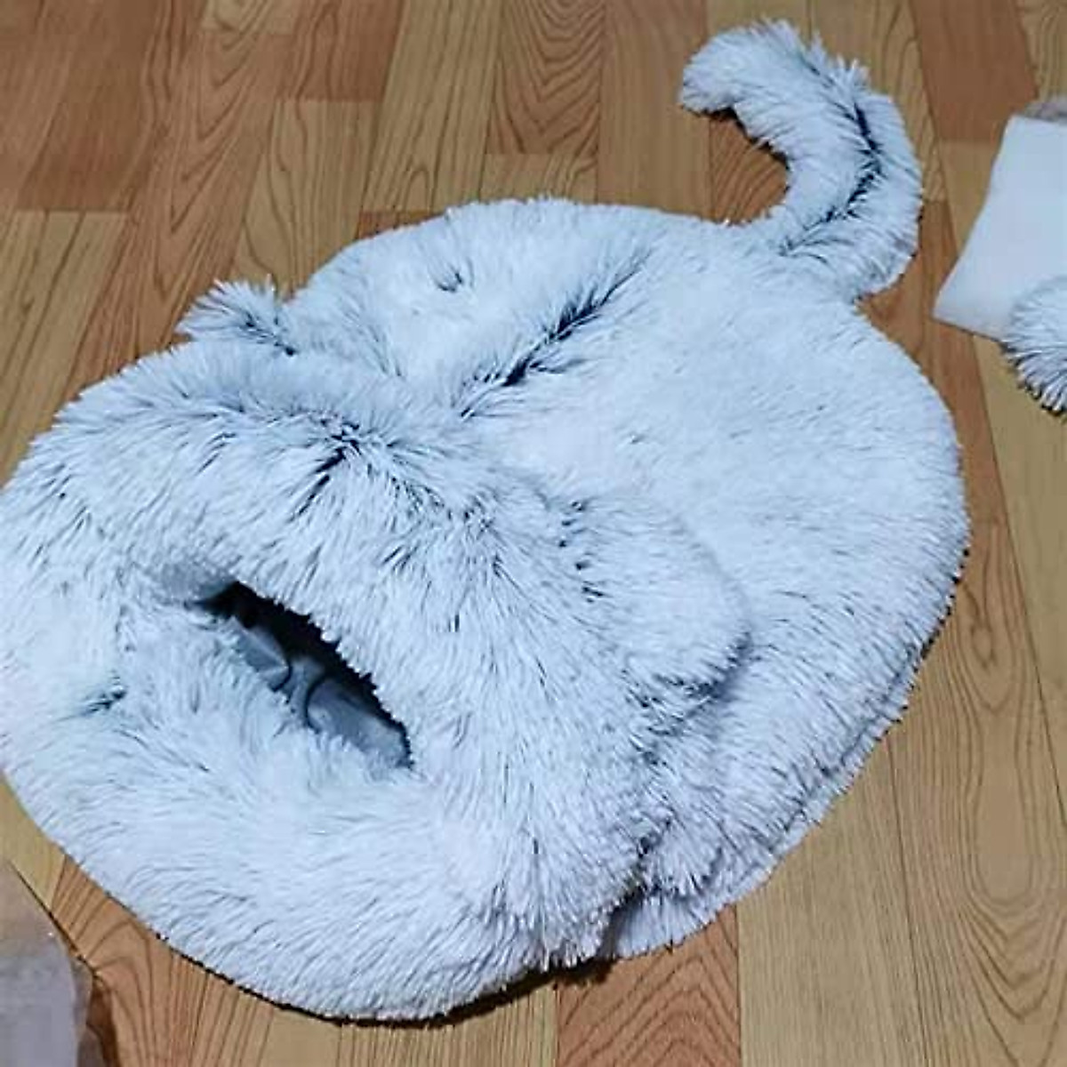scy Soft Plush Pet Sofa Bed, Square Kennel Fluffy Plush Cat Dog Sofa Mat Dog Mats for Sleeping and Anti Anxiety Plush Soft Fluffy Pet Beds Pet Supplies Pet Nest Cushion (Color : Gray)