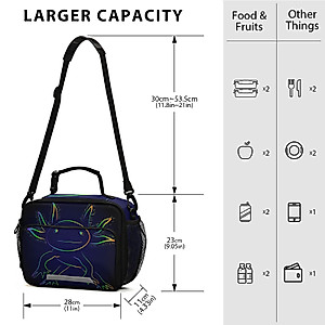 Glaphy Rainbow Axolotl Fish Lunch Bag Cooler Lunch Box Insulated Lunch Tote Bag with Shoulder Strap for Office Work School Picnic Travel