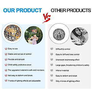 Flying orb Ball 2023 Hover Boomerang Ball 6 Lighting Effects Cool Toys Gift for 678910+ Year Kids Teen Adults Indoor Outdoor Flying Ball Toy (Red)