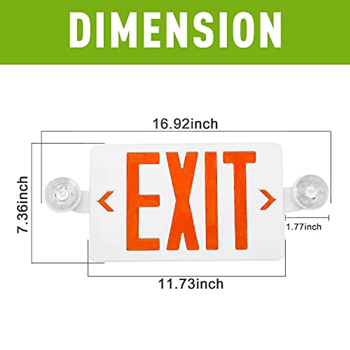 OSTEK Red LED Exit Sign with Emergency Light, Two LED Adjustable Head Emergency Exit Lights with Battery Backup, Dual LED Lamp ABS Fire Resistance UL-Listed (Red) (Red)