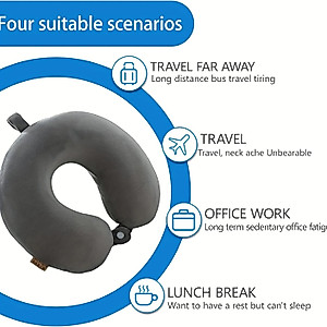 Travel Neck Pillow - Memory Foam Pillow Support Pillow,Luxury Compact & Lightweight Quick Pack for Camping,Sleeping Rest Cushion (Grey)