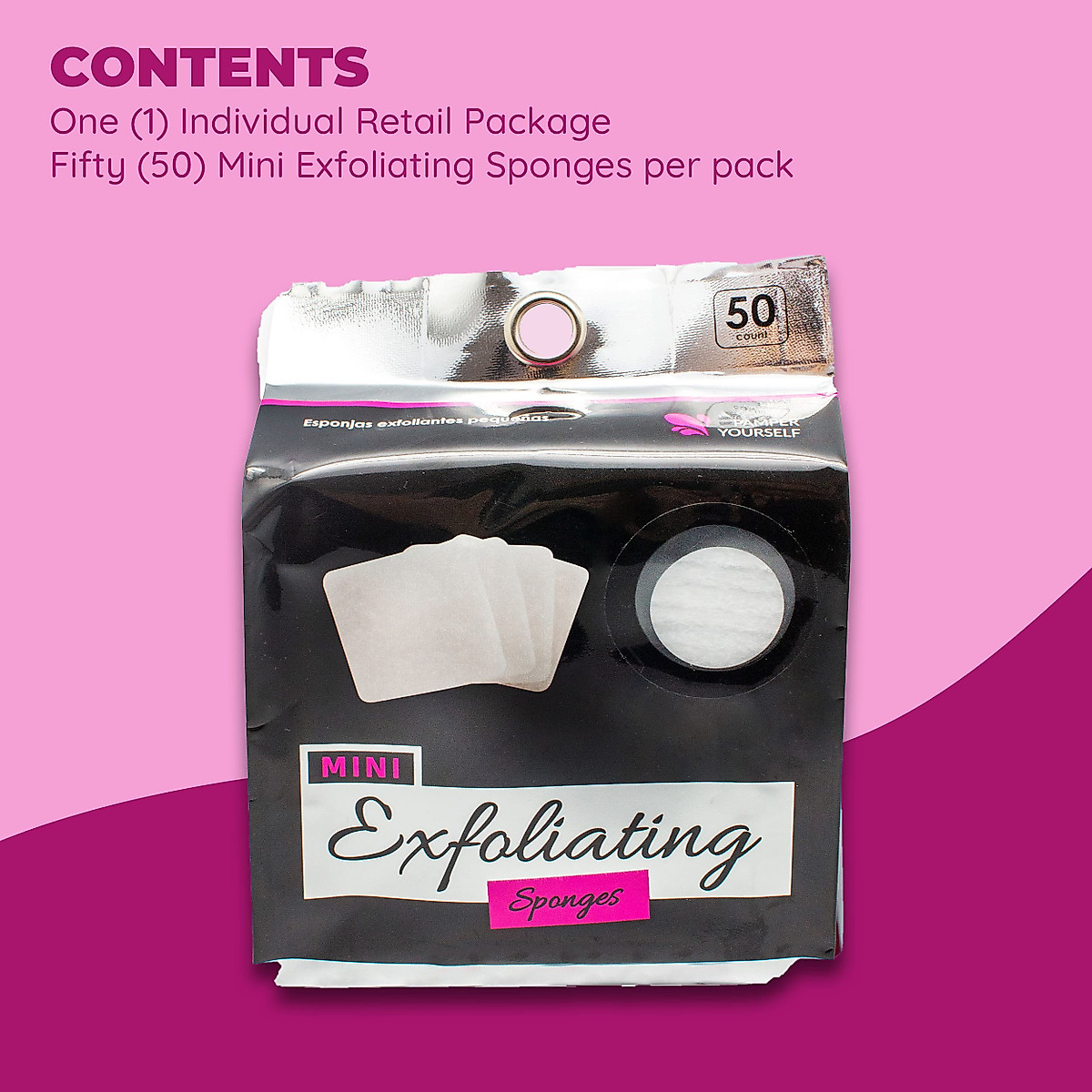 Jacent Mini Exfoliating Sponges: Square Facial Cleansing and Makeup Removal Pads, Suitable For All Skin Types