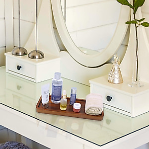 KOLWOVEN Set 2 Wooden Toilet Tray & Vanity Tray from Acacia Wood for Bathroom Counter Organizer and Back of Toilet Tank Topper Paper Hand Towel Tray Decorative Organizer for Bathroom Accessories