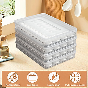 Jwthee 4PCS Food Storage Container, Stackable Dumpling Storage Box Airtight Cookie Storage Containers Transparent Food Containers with Lid for Kitchen and Fridge
