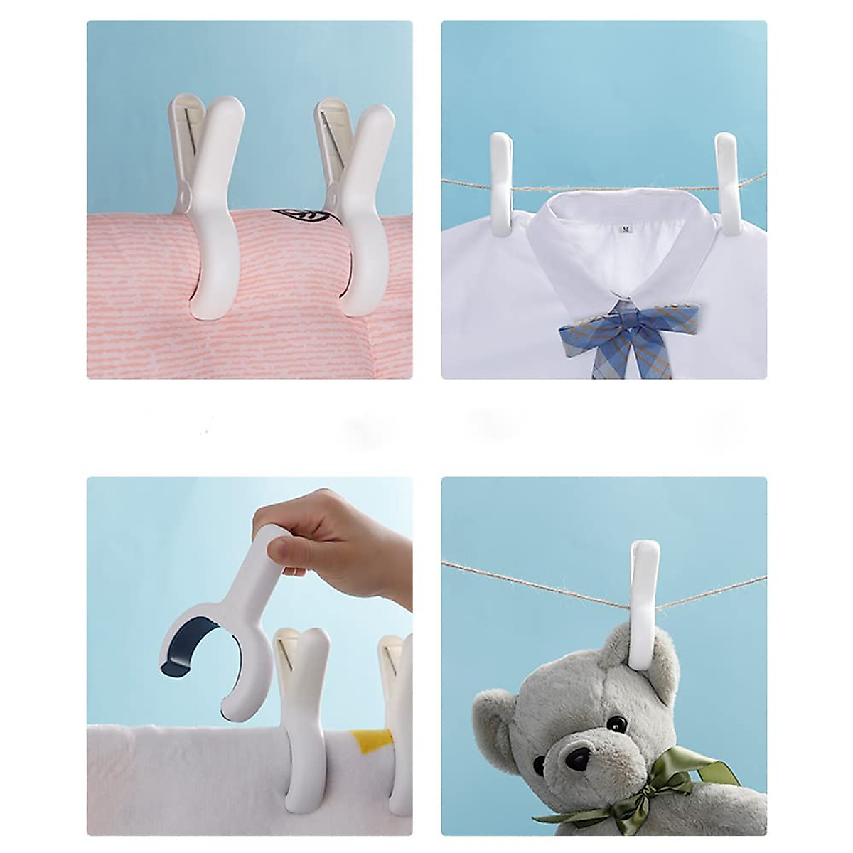 12 Pack Beach Towel Clips, Andhuhu Plastic Cloth Pins for Beach Pool Chair on Cruise, Strong Grip Holder Quilt Drying Clamp to Keep Your Towel, Clothes, Blankets, Laundry on Clothesline & Hanging Rack