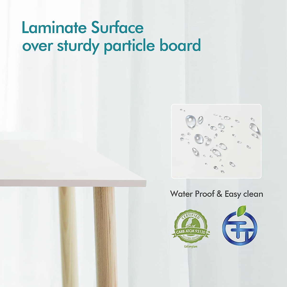 Kaboon 48x26 inches Tabletop, Solid One-Piece Desktop for Sit Stand Desk, Double Desks, L Desk DIY,Wood Countertop Home or Commercial Use,1 inch Thick,White, 26" D x 48" W