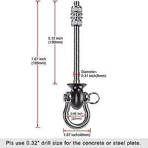 Dolibest Set of 2 Permanent Antirust Stainless Steel 304 Heavy Duty Swing Hangers, 1800LB Capacity, Wood and Steel Beam Yoga Hammock Chair Punching Bag Porch Swing Sets,180° Swing, 7.67‘’
