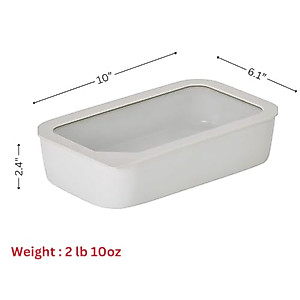 Neoflam 2 Set FIKA One Kitchen Porcelain Ceramic Food Container with Glass Lid, Microwave, Oven, Dishwasher Safe Storage, Home Deco (1500ml / 1.59qt / 6.25 cups)