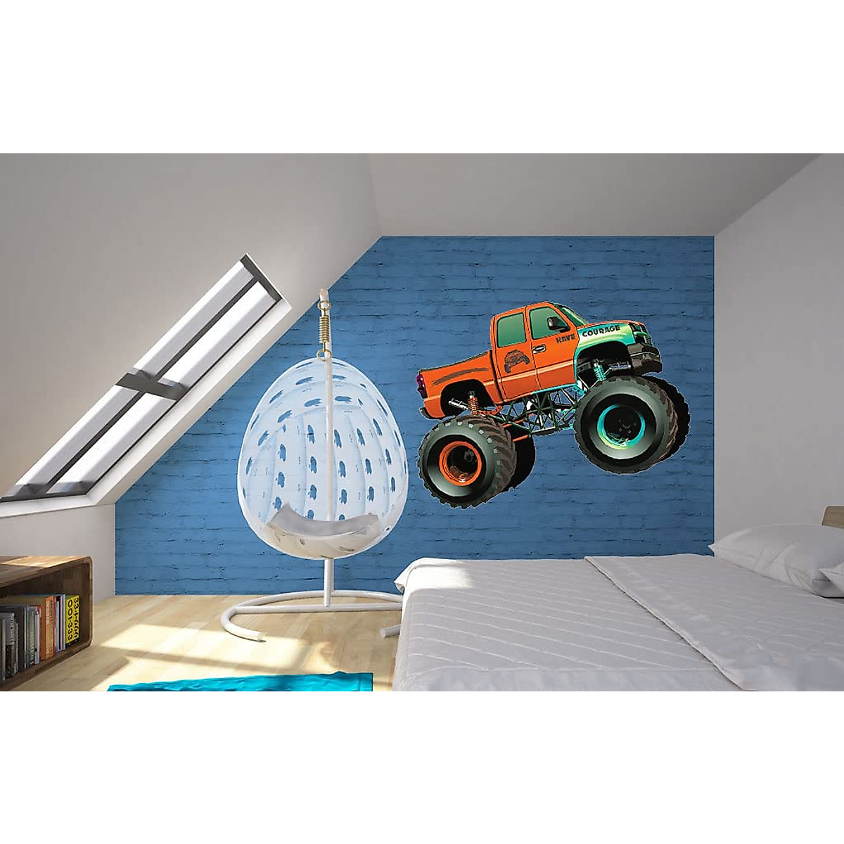 Monster Truck Wall Stickers, Truck Wall Decals for Boy’s Bedroom, Gift for Kids, Car Décor for Baby Boys Kids Bedroom Nursery or Man Cave