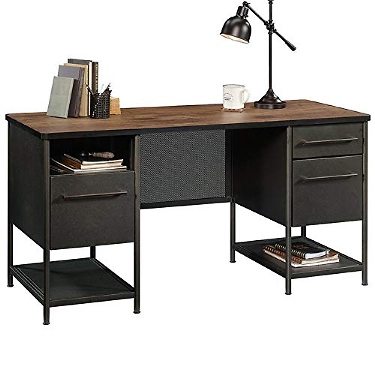 Sauder Boulevard Café Executive Desk, Black finish