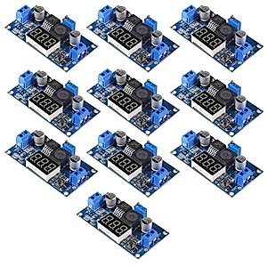 Diitao 10PCS Adjustable Voltage Converter Buck Converters LM2596S DC-DC Reduced Voltage Regulator Power Modules 36V 24V 12V to 5V 2A Voltage Stabilizer with Digital Voltmeter Display