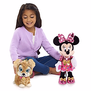 Disney Junior Minnie Mouse Party & Play Pup Feature Plush, Officially Licensed Kids Toys for Ages 3 Up by Just Play