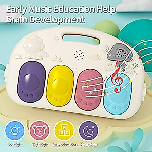 Jovow Baby Gym with Kick and Play Piano,Baby Play Mat Tummy Time Baby Activity Gym Mat with 5 Infant Learning Sensory for Baby, Music and Lights Boy or Girl Gifts for Newborn（Pink）