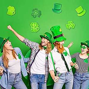 48 Pieces St. Patrick's Day Cut-Outs 5.7 x 5.7 Inch Shamrocks Cut-Outs Hat Beer Mug Decoration with Glue Point Indoor Outdoor Sign Decor Bulletin Board Classroom Irish Saint Patrick's Day Party