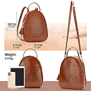 APHISON Small Backpack Purse for Women Teen Girls Cute Butterfly Mini Backpack Vegan Leather Crossbody Shoulder Bags L-DARK BROWN