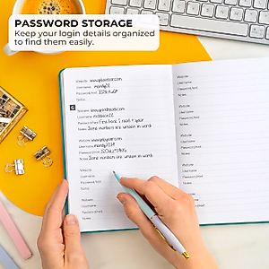 Clever Fox Password Book – Alphabetized Internet Address & Password Organizer – Computer & Website Password Keeper Notebook – Log-In Password Journal - Medium, A5, 8.3x5.8″, Hardcover (Turquoise)