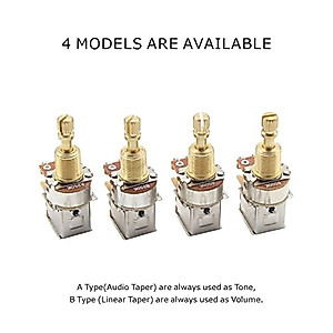 FLEOR 2pcs B500K Push Push Guitar Pots Linear Taper Potentiometers Long Copper Split Shaft