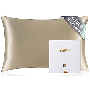 ZIMASILK 100% Mulberry Silk Pillowcase for Hair and Skin Health,Soft and Smooth,Both Sides Premium Grade 6A Silk,600 Thread Count,with Hidden Zipper,1pc (Queen 20''x30'',Taupe)