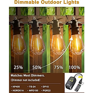 Jerritte 100FT LED Outdoor String Lights with 30 Edison Shatterproof IP65 Waterproof Bulbs, 2700K Dimmable Commercial Grade Patio Lights, Heavy Duty Outside Hanging Lights for Garden Porch Deck Decor