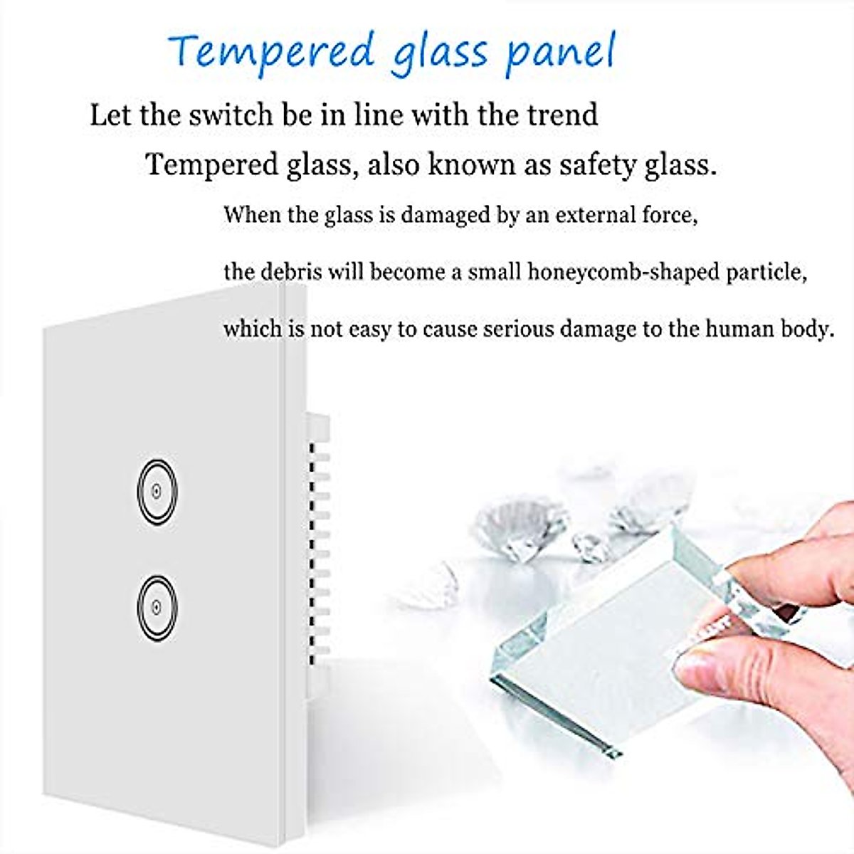 2pack Smart Light Switch WiFi Touch Wall Light Switch Easy to Install, App Remote Control Timer Switch，Voice Control，Set Schedule Timer，Compatible with Amazon Alexa and Google Assistant