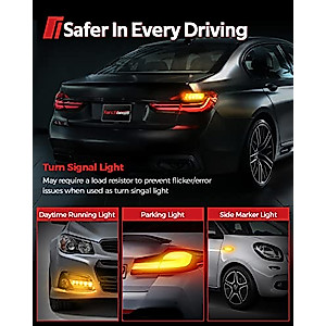 Torchbeam T20 7443 7440 LED Turn Signal Light Bulbs 7444NA 7442NAK, Amber Yellow W21W 7441 7444 LED Bulbs with Projector Replacement for Parking Front Rear Turn Signal Lights