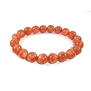 TAURISH Sunstone Semi Precious Gemstone 8 mm Round Beads Stretch Bracelet 7.5" Unisex