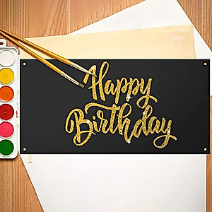 Large Banners and Signs Blank Banner Polyester Oxford Cloth Sublimation Banner with Hanging Rope for Indoor Wall Outdoor Easy Hang Signs DIY Banner Signs for Business Office (Black,2 x 4 Feet)